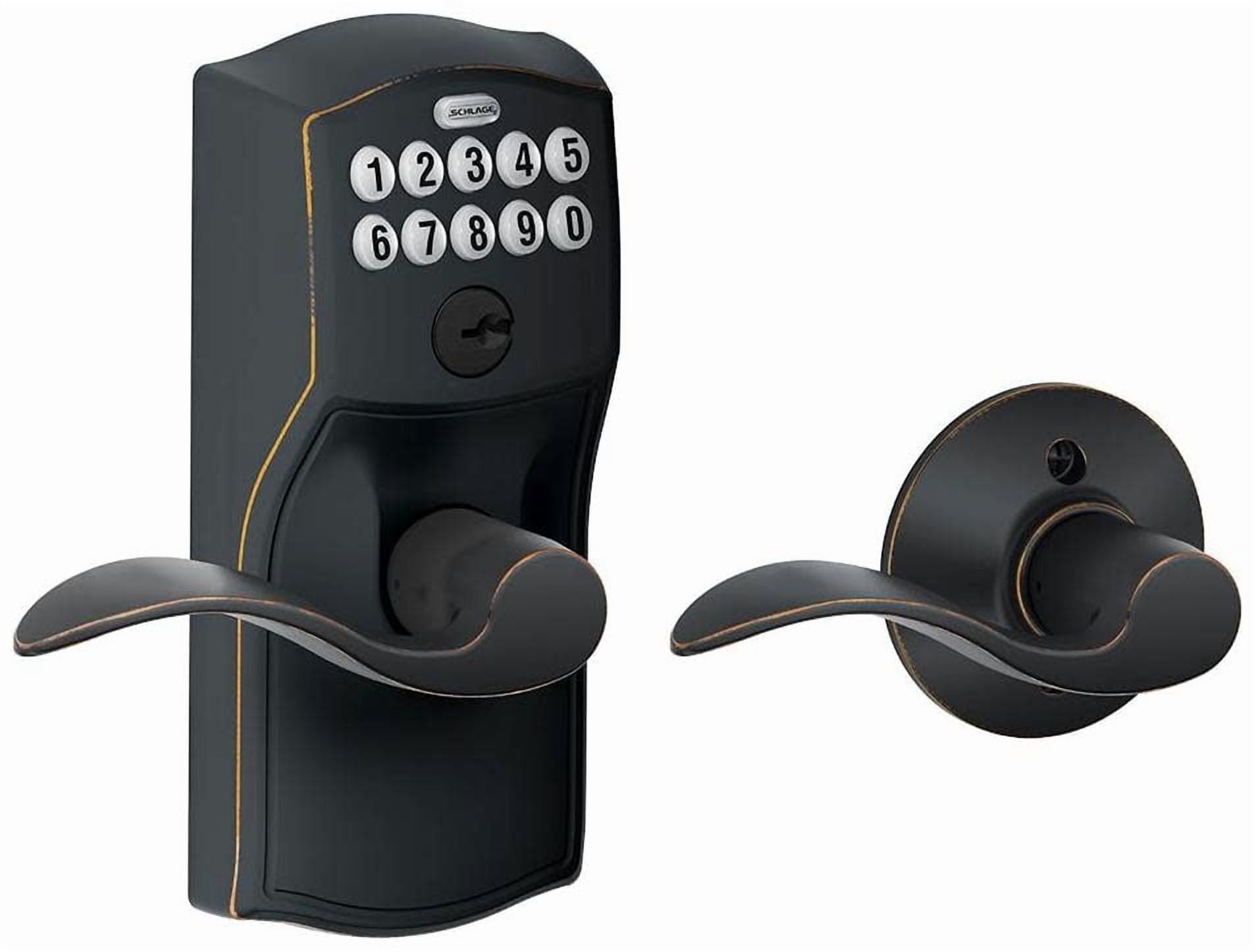 Schlage Electronic Door Lock - Camelot Keypad Entry, Aged Bronze Finish ...
