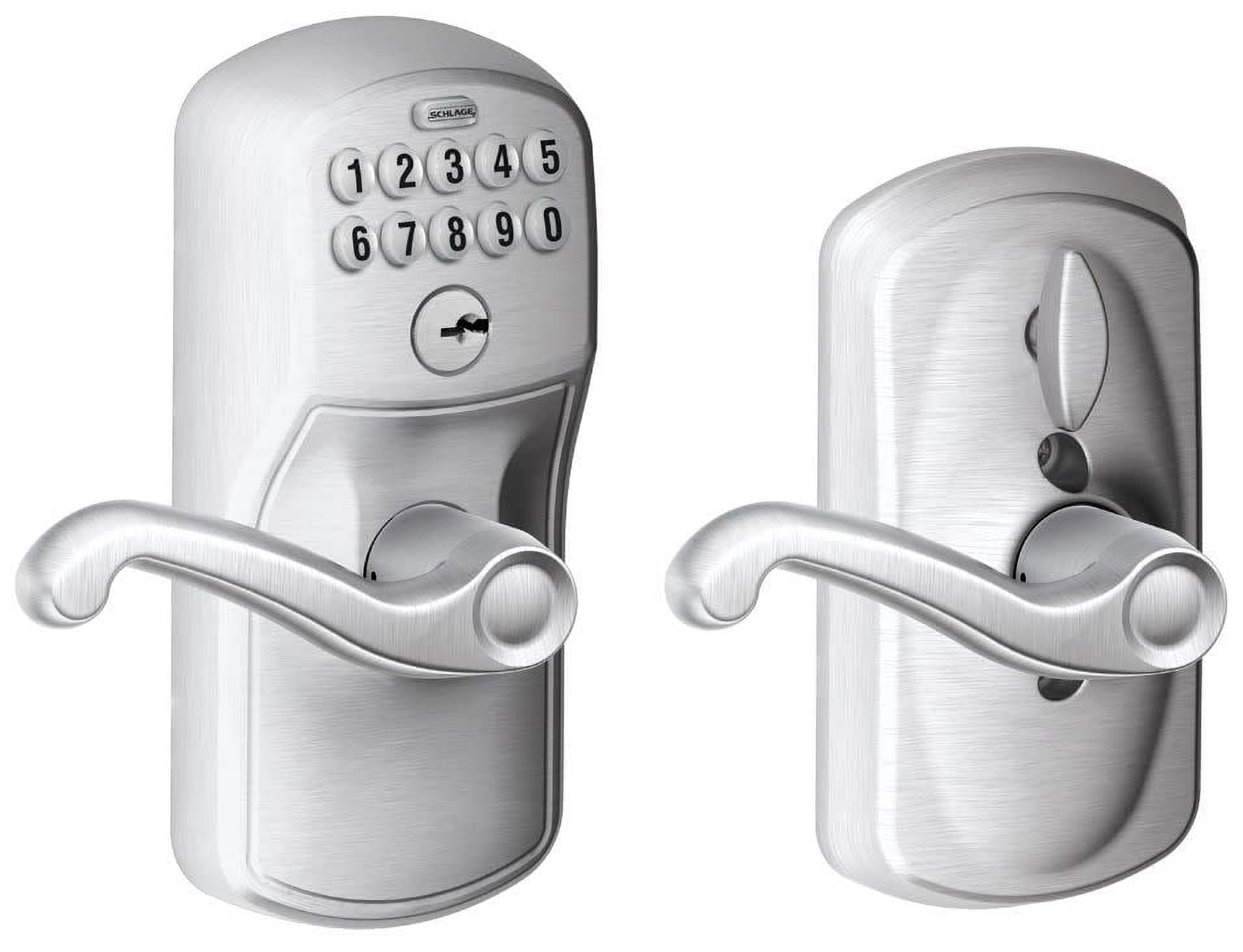 Schlage Fe595-Ply-Fla Flex Lock Keypad Entry Lock Leverset - Chrome ...