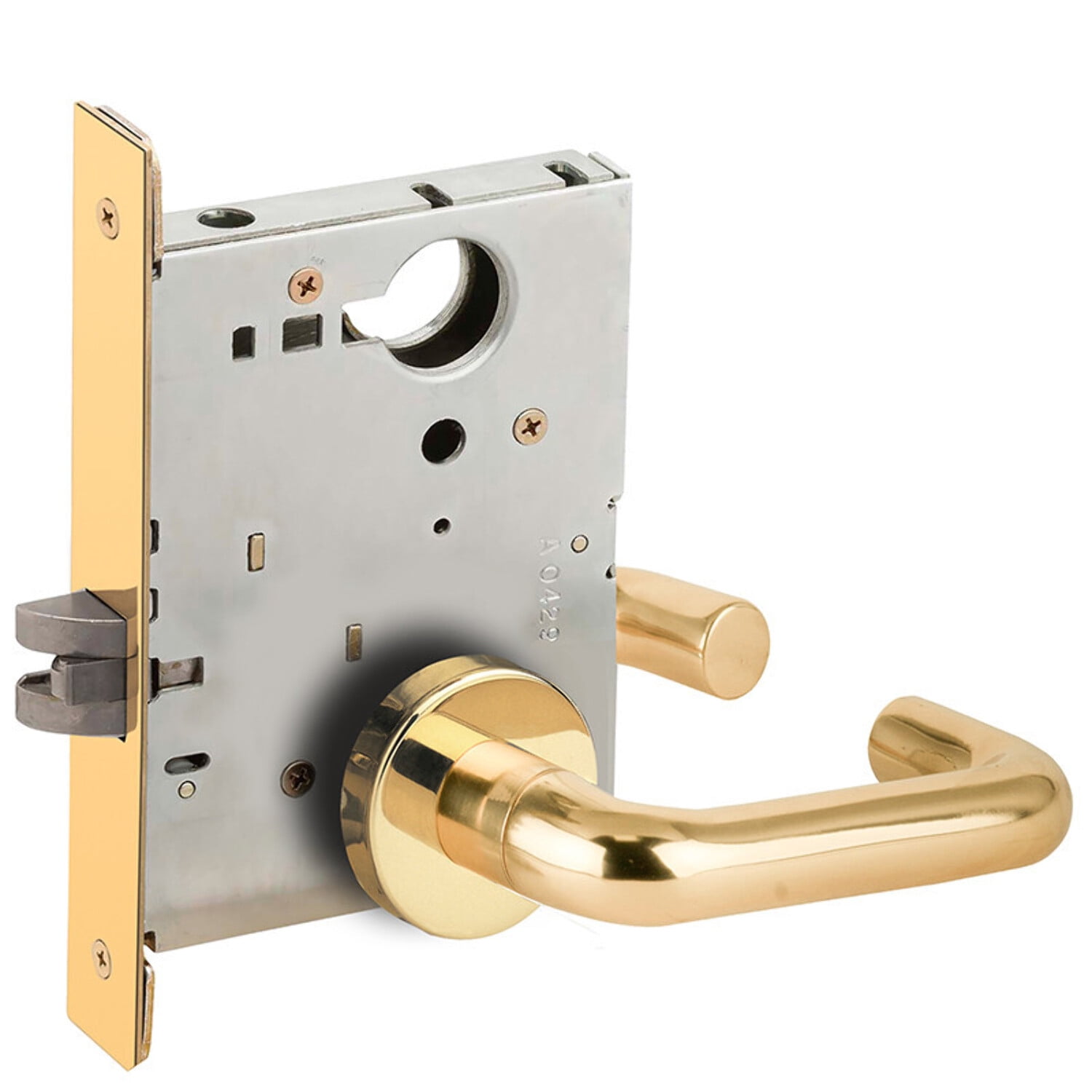 Schlage L9010 03A 605 Grade 1 Passage Latch Mortise Lock 03 Lever A Rose Bright Brass Finish ...