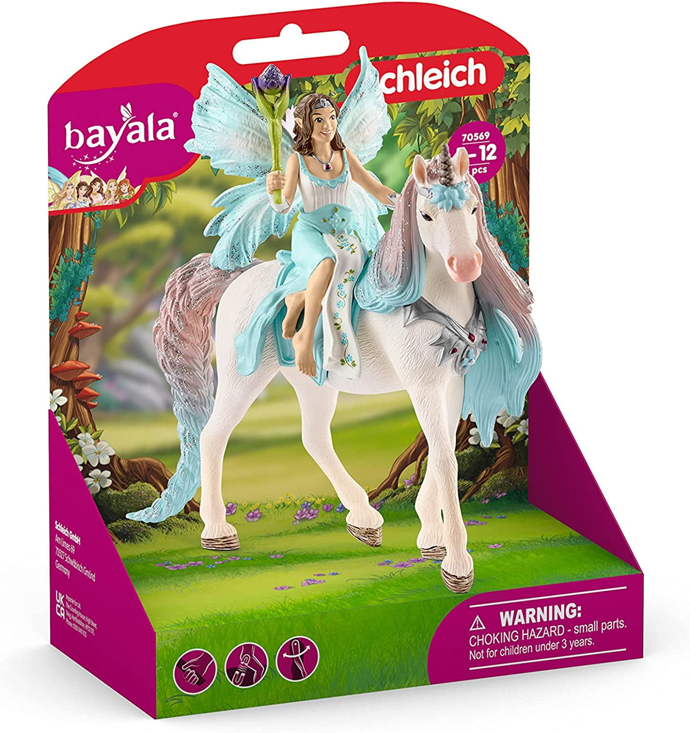 Schleich - Bayala: Sparkling Fairy Eyela with Princess Unicorn & Magic Wand Playset, 2 Pcs ...