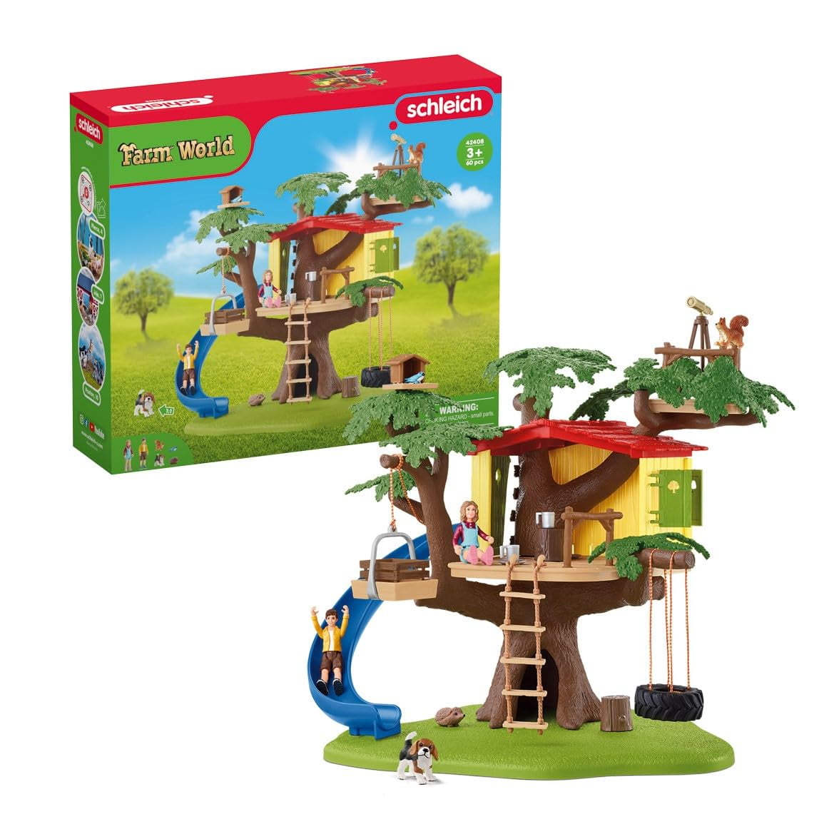 Schleich Farm World - 60PC Adventure Tree House Playset 2 Child ...