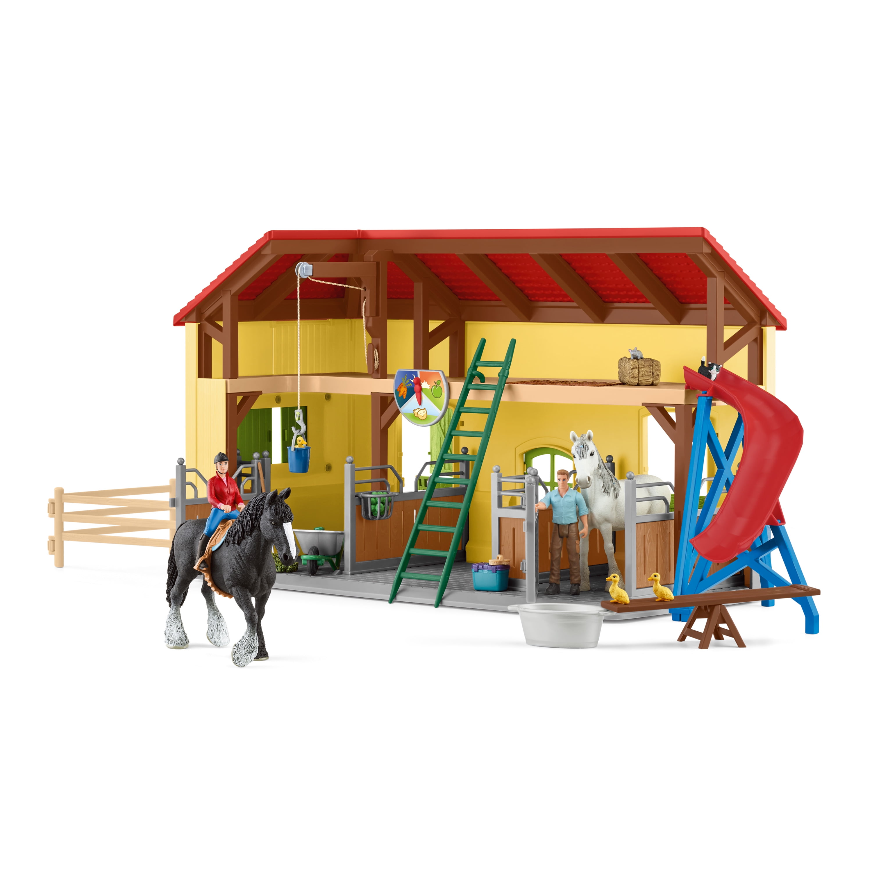 Schleich - Farm World: Horse Stable Set with Rider Figurines, Horse ...