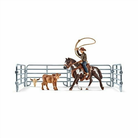 Schleich Farm World 11-Piece Roping Cowboy and Horse Toy Playset for ...