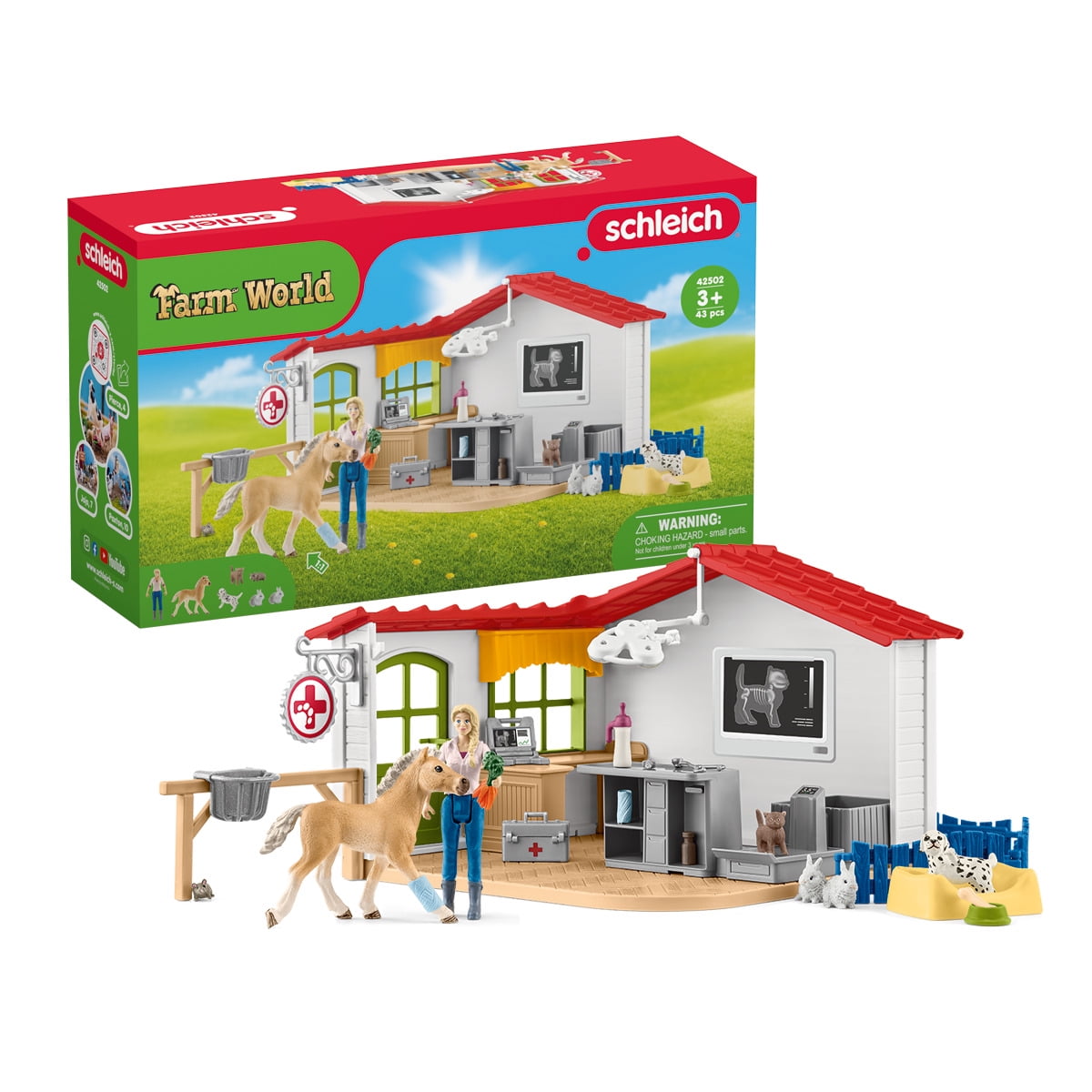 Schleich Farm World - 43PC Veterinarian Set for Kids -With Office, Vet ...