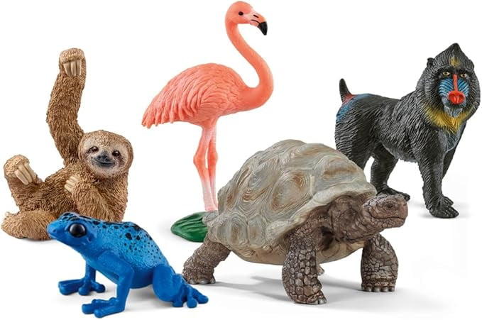 Schleich Wild Animals Realistic Animal Toys 5-Piece Exotic Animal ...