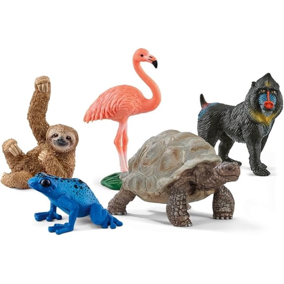 Schleich Wild Life - 5PC Exotic Animal Starter Playset with Flamingo ...