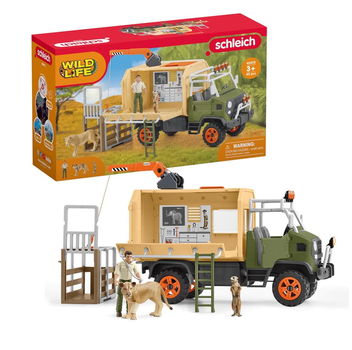 Schleich Wild Life - 45-Piece Animal Rescue Toy Truck Playset with ...