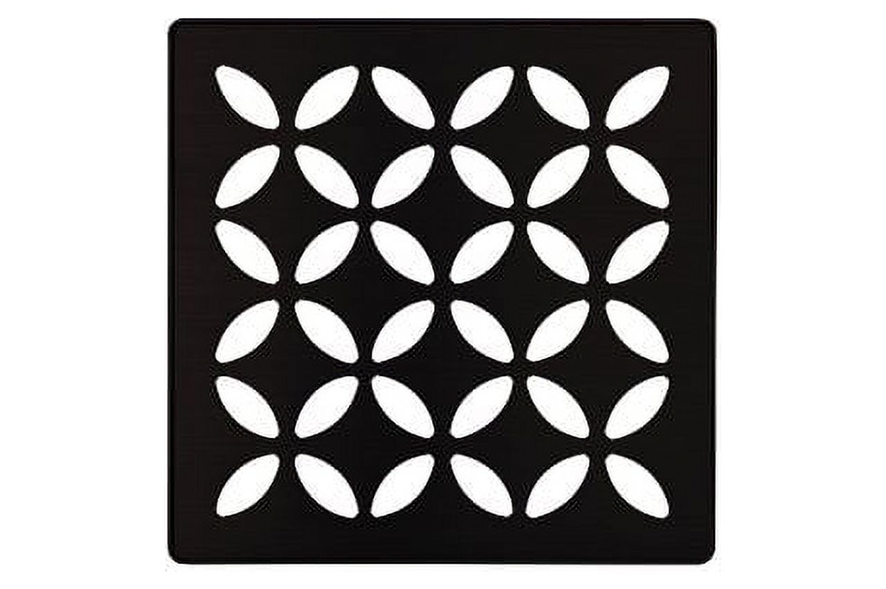 Schluter Kerdi Drain Stainless Steel Grate 4" Square Matte Black Floral ...