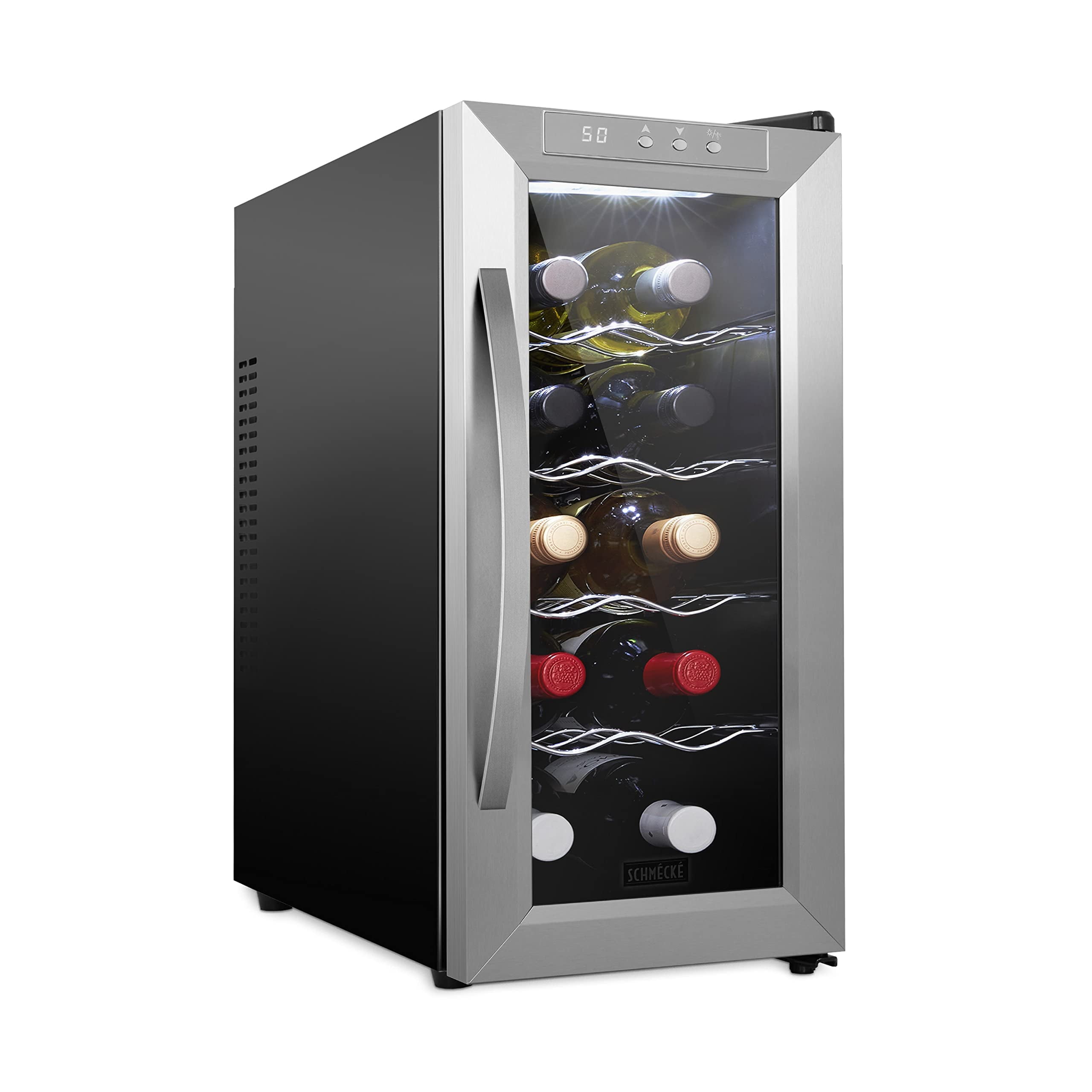 Schmécké Wine Fridge, 10 Bottle Wine Cooler, Freestanding Wine ...