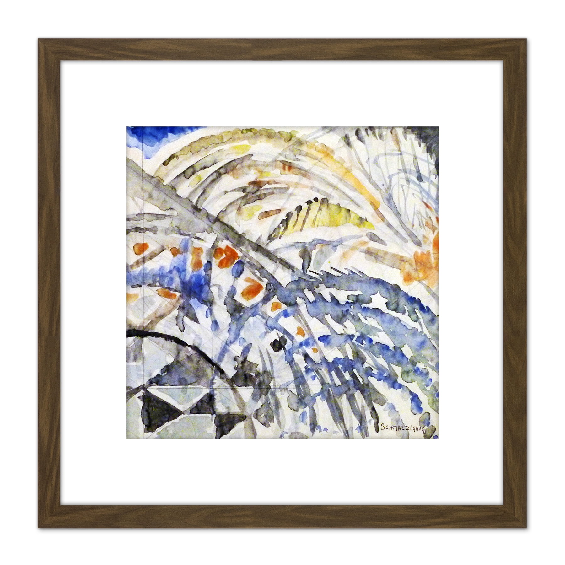 Schmalzigaug Abstract Composition Futurist Painting 8X8 Inch Square ...