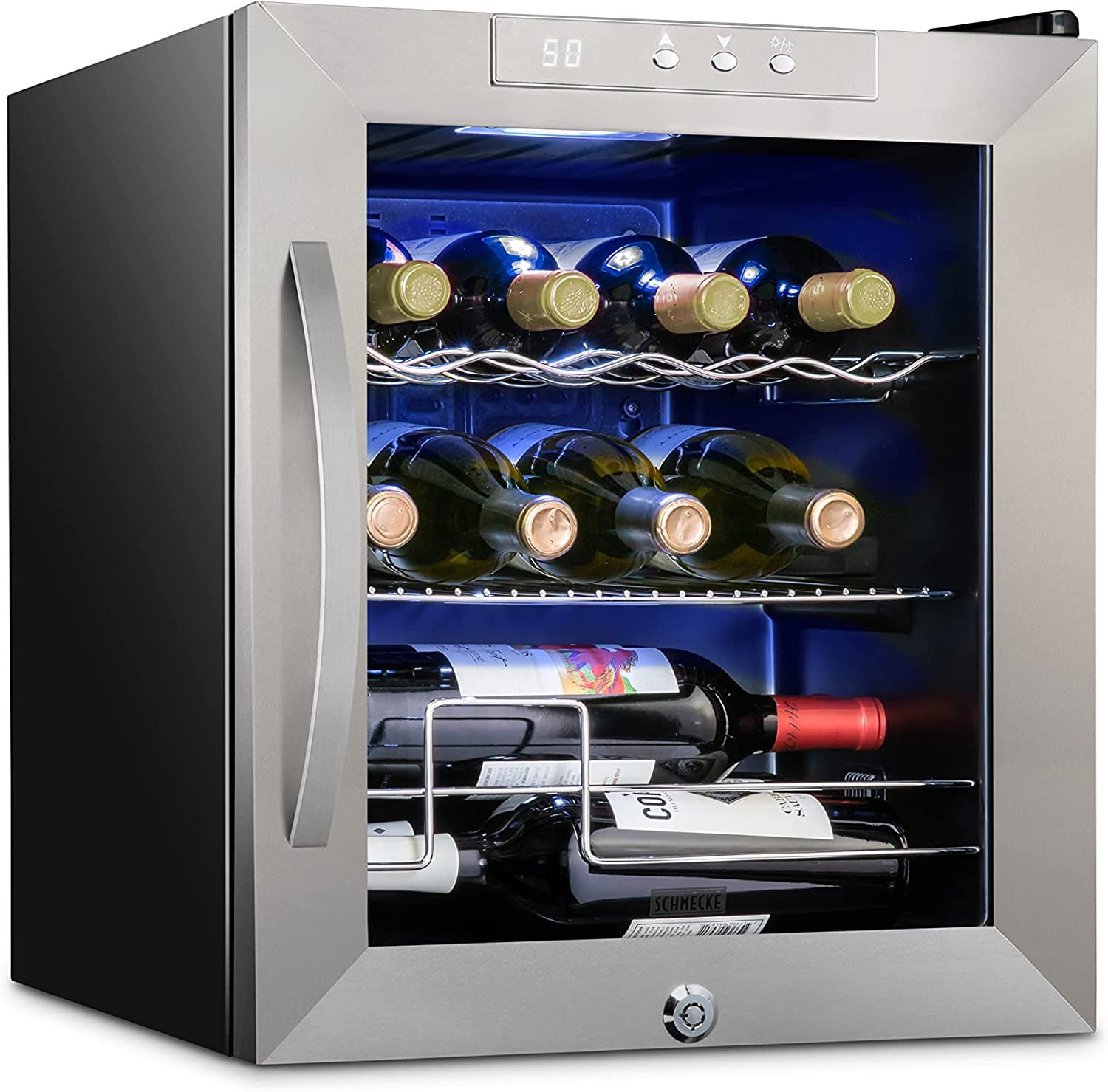 Schmecke Small Wine Fridge, Freestanding Wine Refrigerator, 12 Bottle ...