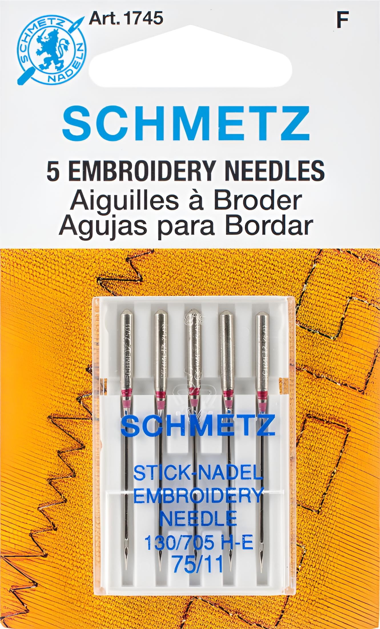 Schmetz Sewing Machine Embroidery Needles, Size 75/11, 5 Count, for ...