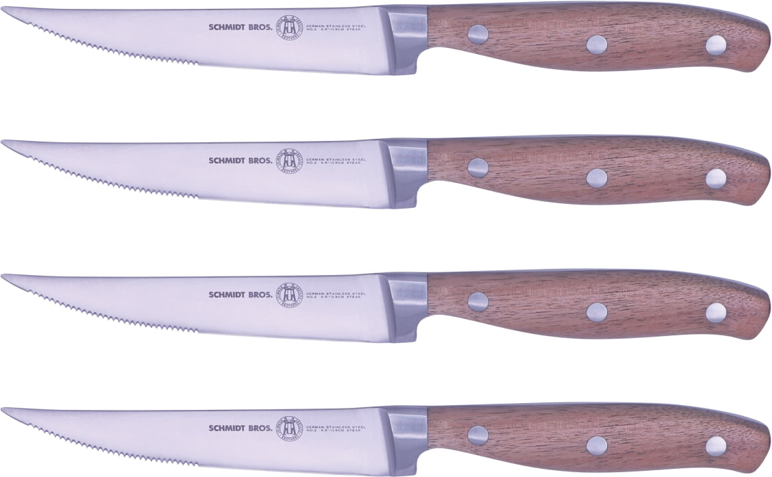 Schmidt Brothers Cutlery 4-Piece Serrated German Steel Steak Knives ...