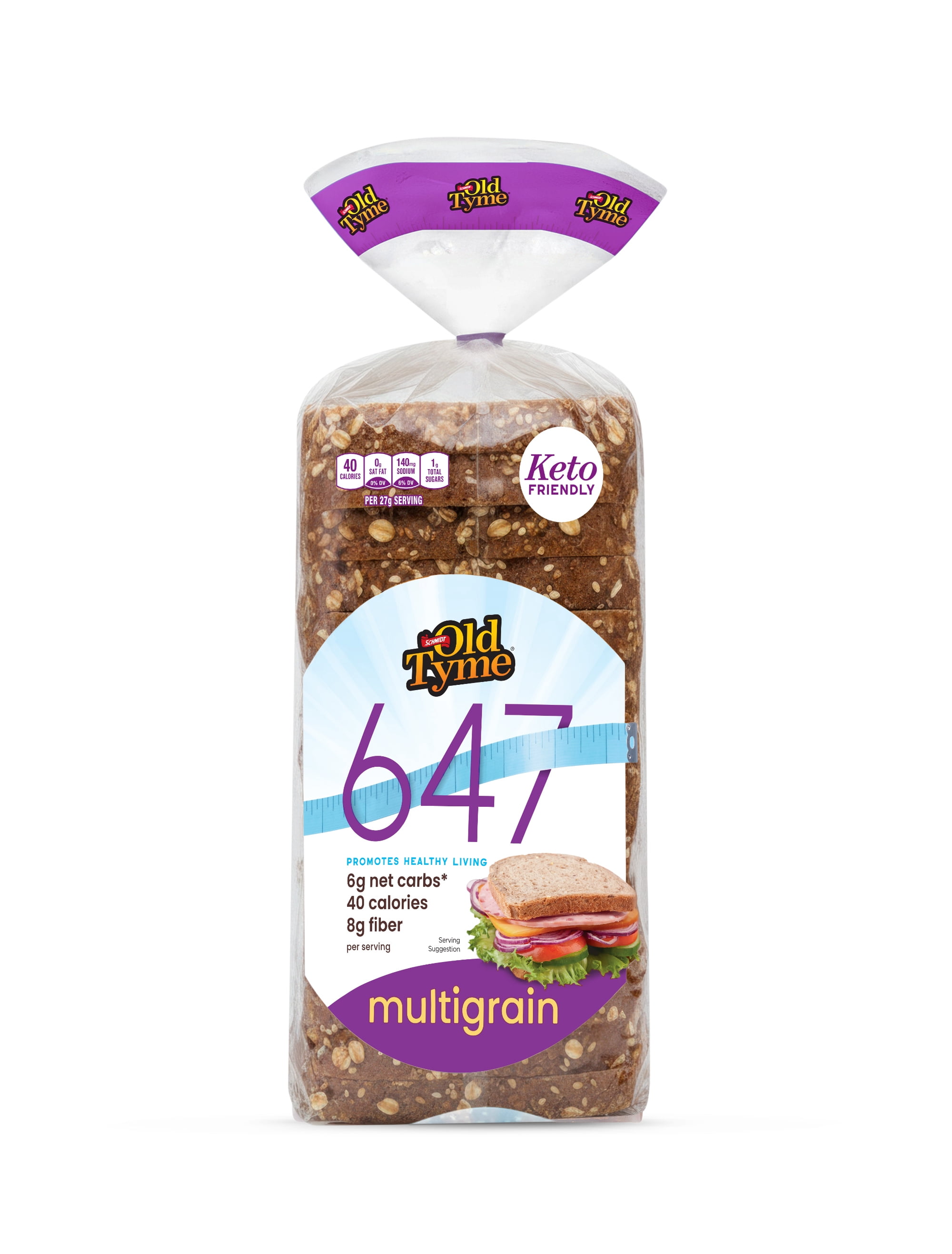 Schmidt Old Tyme 647 Multigrain Bread, Keto, Low Carb, 40 Cal, High ...