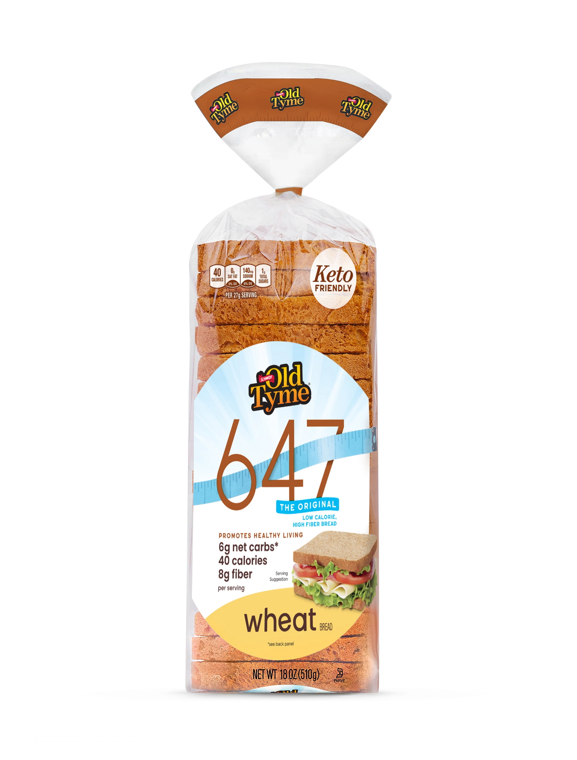 Schmidt Old Tyme 647 Wheat Bread: Keto-Friendly 40 Calorie, 18oz Loaf ...