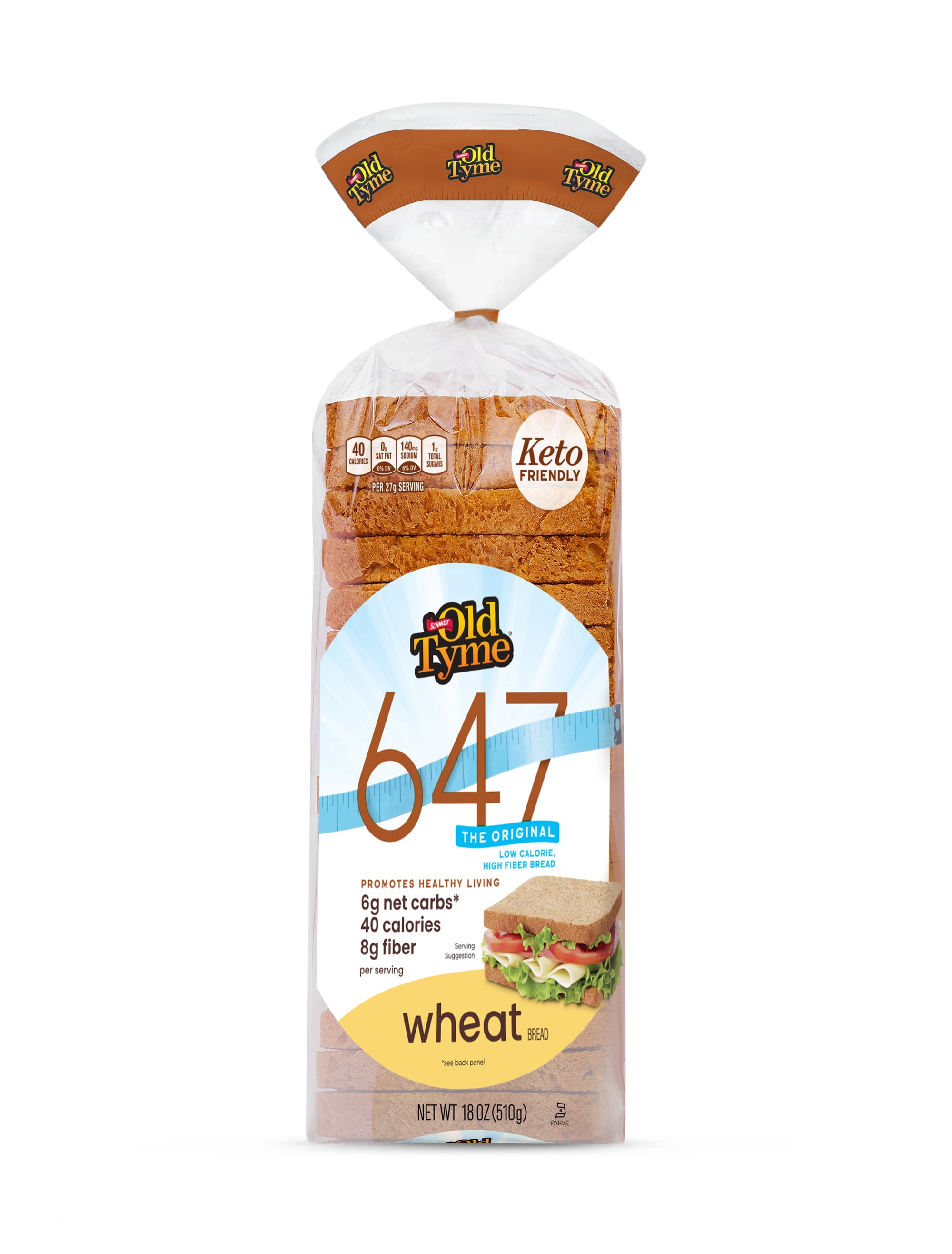 Schmidt Old Tyme 647 Wheat Bread: Keto-Friendly 40 Calorie, 18oz Loaf ...