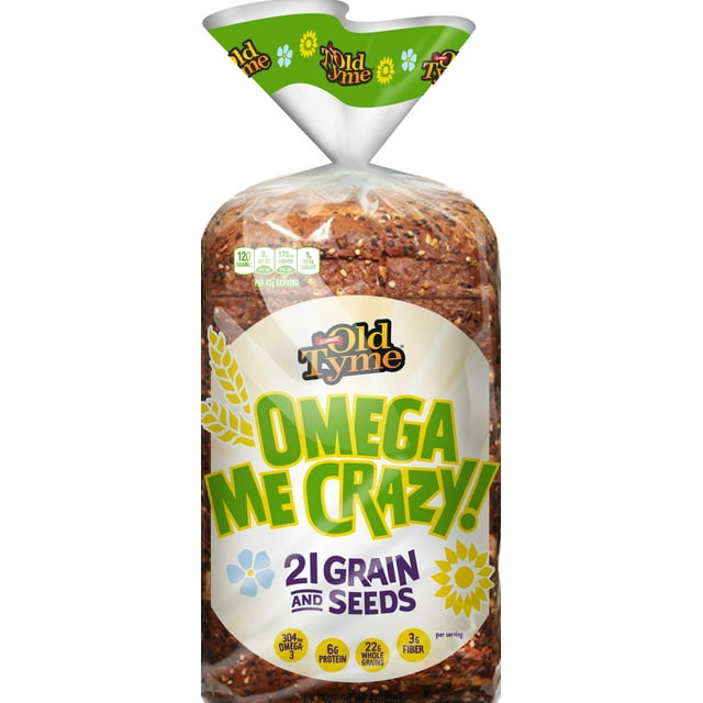 Schmidt Old Tyme Omega Me Crazy! 21 Grain and Seeds Bread, 24 oz ...