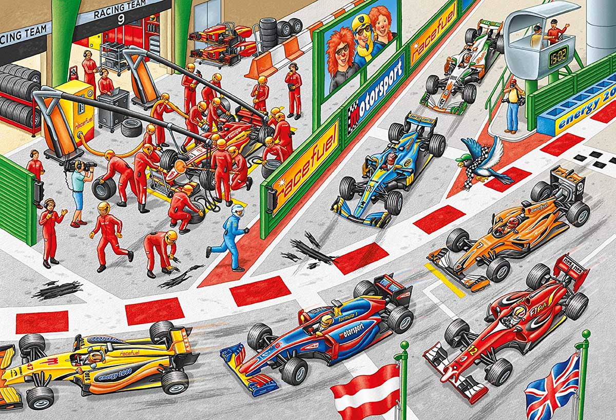 Schmidt Spiele What Happens In A Car Race 150 Piece Vehicles Large ...