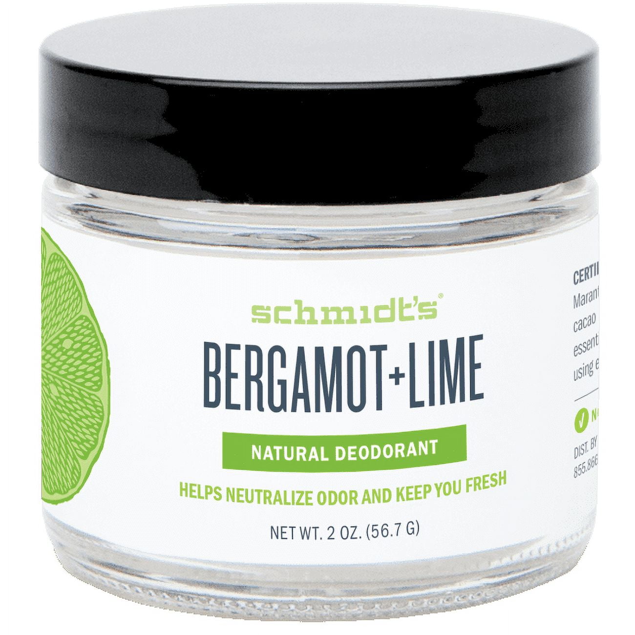 Natural Deodorant Jar, Bergamot + Lime, 2 oz (56.7 g), Schmidt's ...