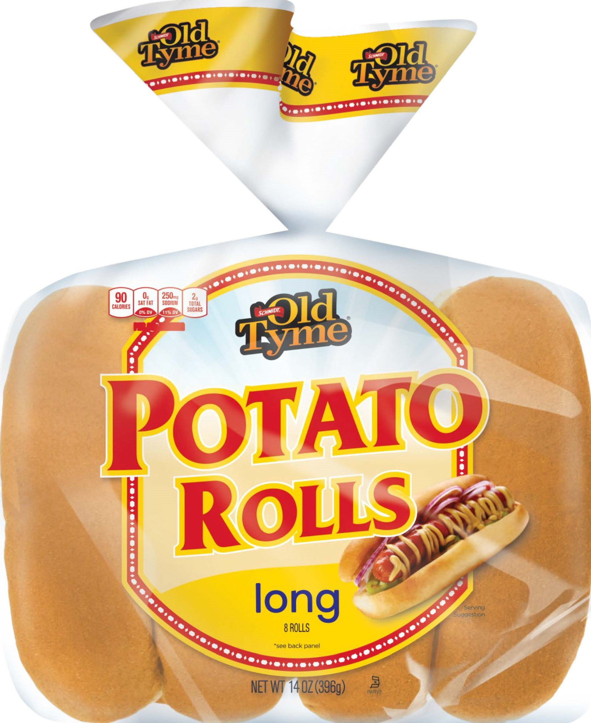 Schmidt Old Tyme Potato Long Hot Dog Rolls, 8 Count, 15 oz - Walmart.com