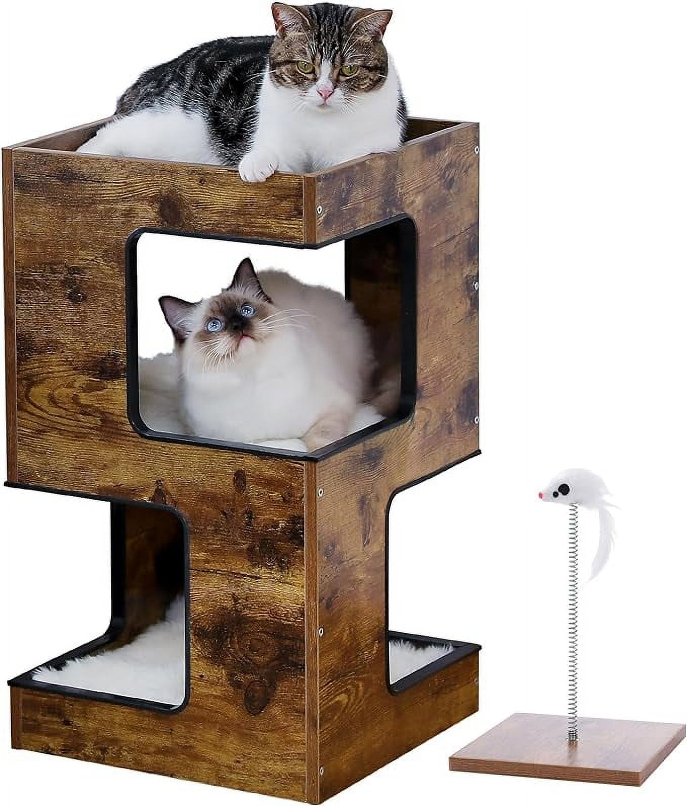 Schnappi 23.6'' Small Modern Indoor Wooden Cat Tree for Cats with Free ...