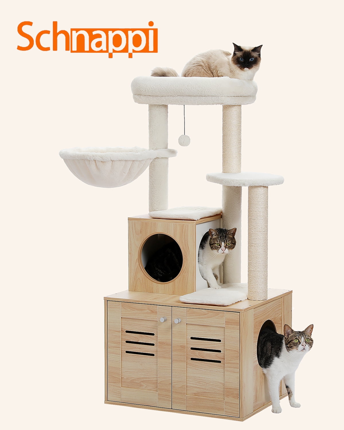 Schnappi 50" High Wood Cat Condo with Litter Box Included-Modern Cat ...
