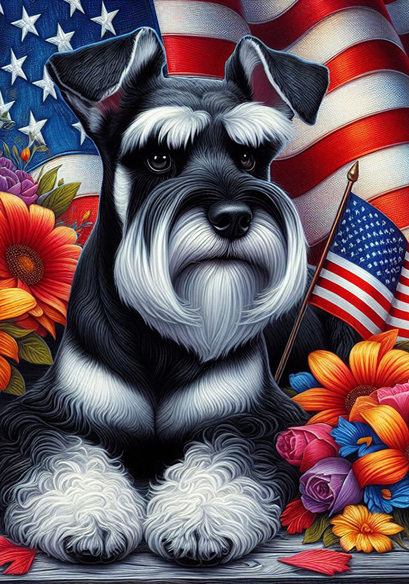 Schnauzer Black Uncr - Best of Breed DCR Patriotic I Garden Flag ...