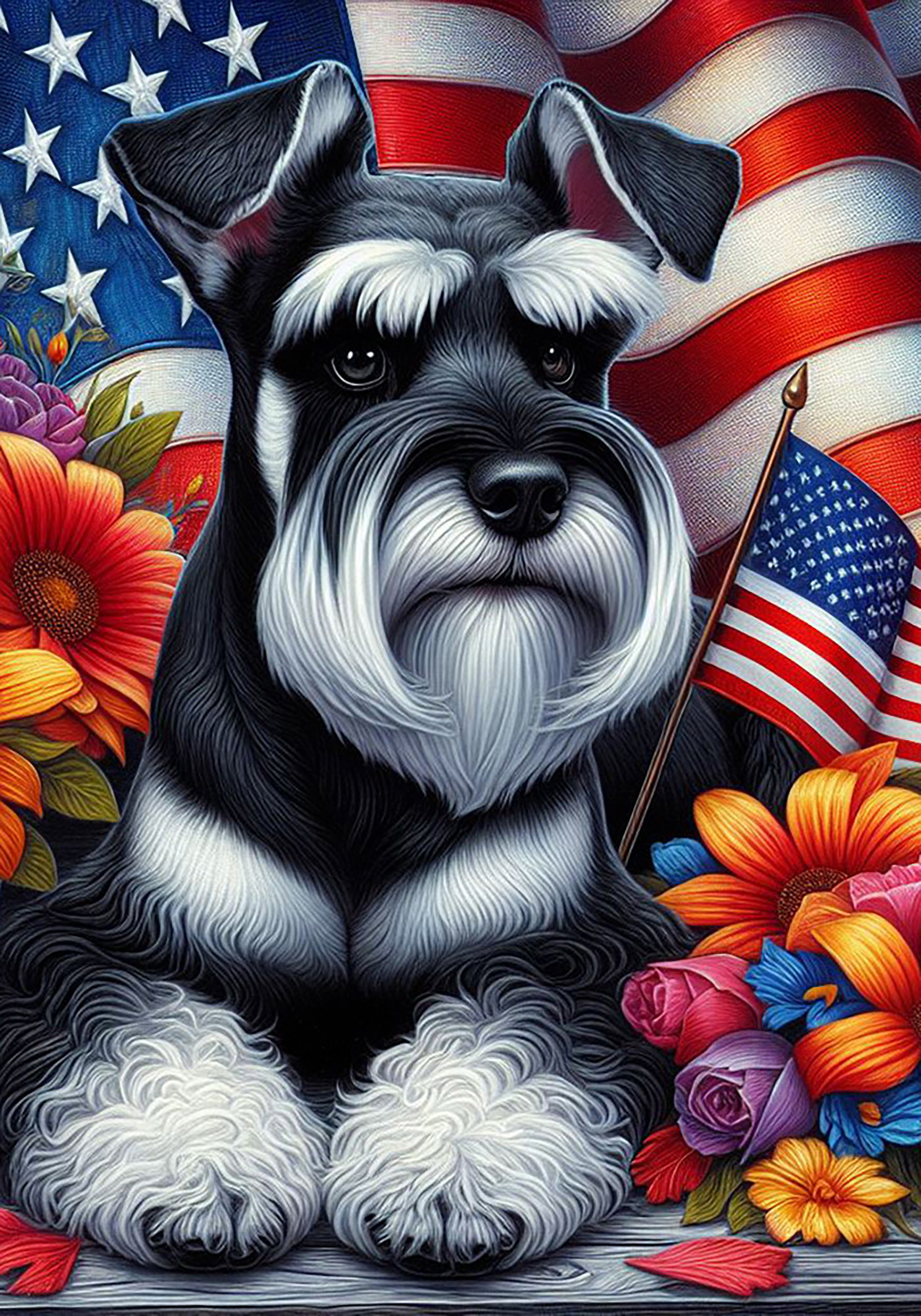 Schnauzer Black Uncr - Best of Breed DCR Patriotic I House Flag ...