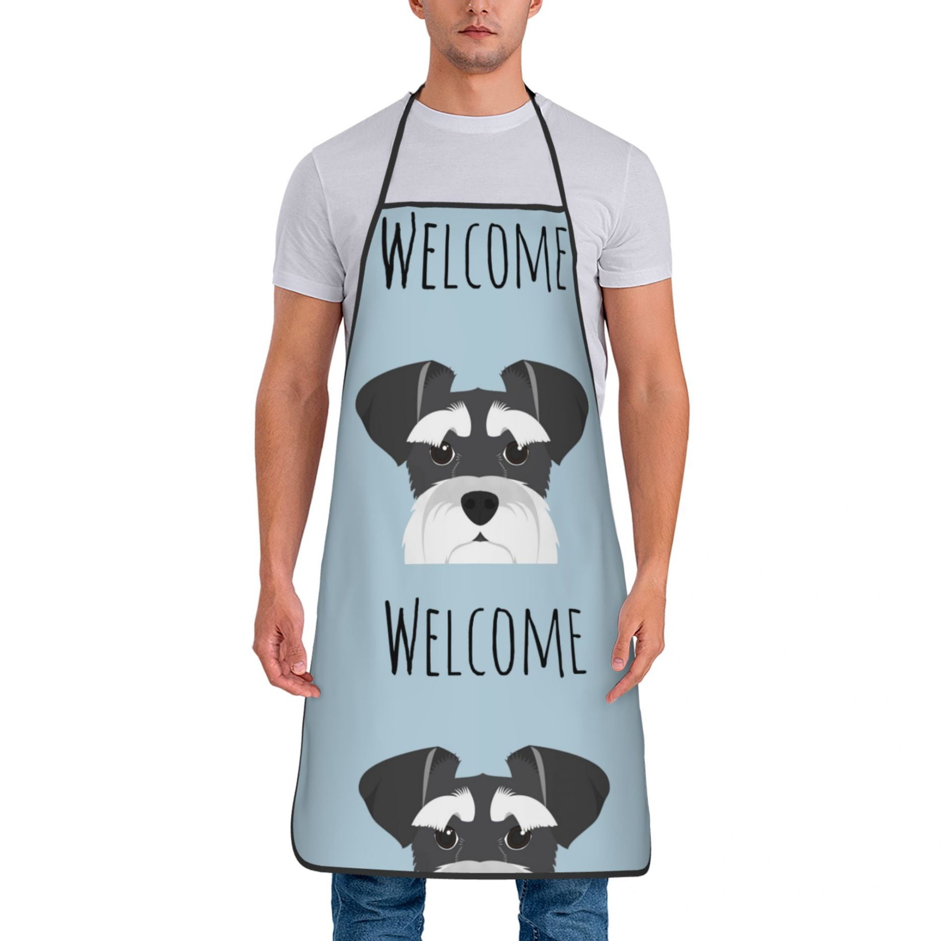 Schnauzer Cute Dog Aprons for Women Men Waterproof Apron Kitchen Chef ...