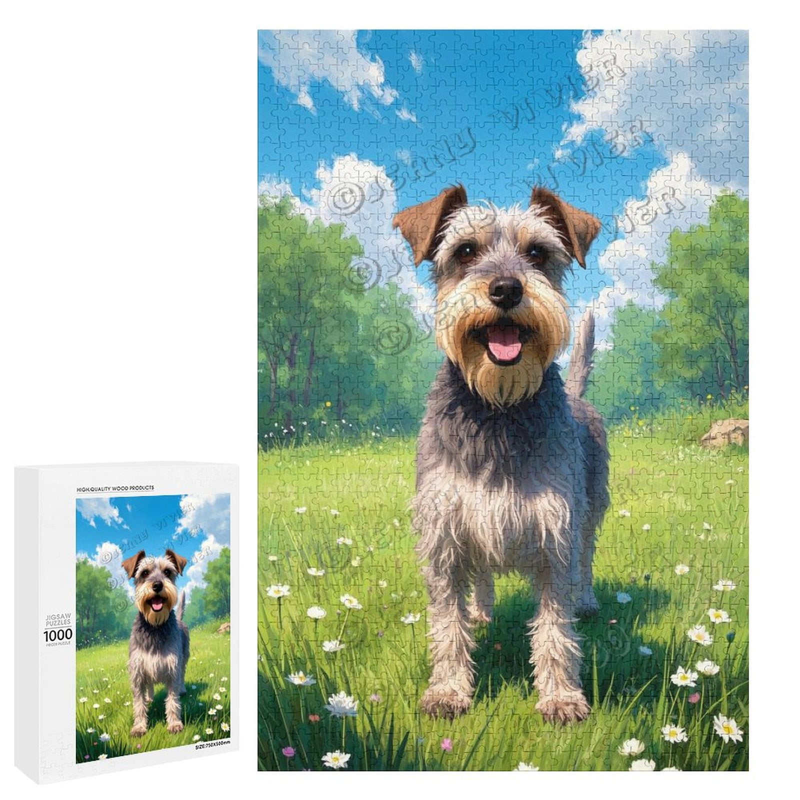 Schnauzer Dog 1000 Piece Wooden Jigsaw Puzzle for Adults Kids, Dog ...
