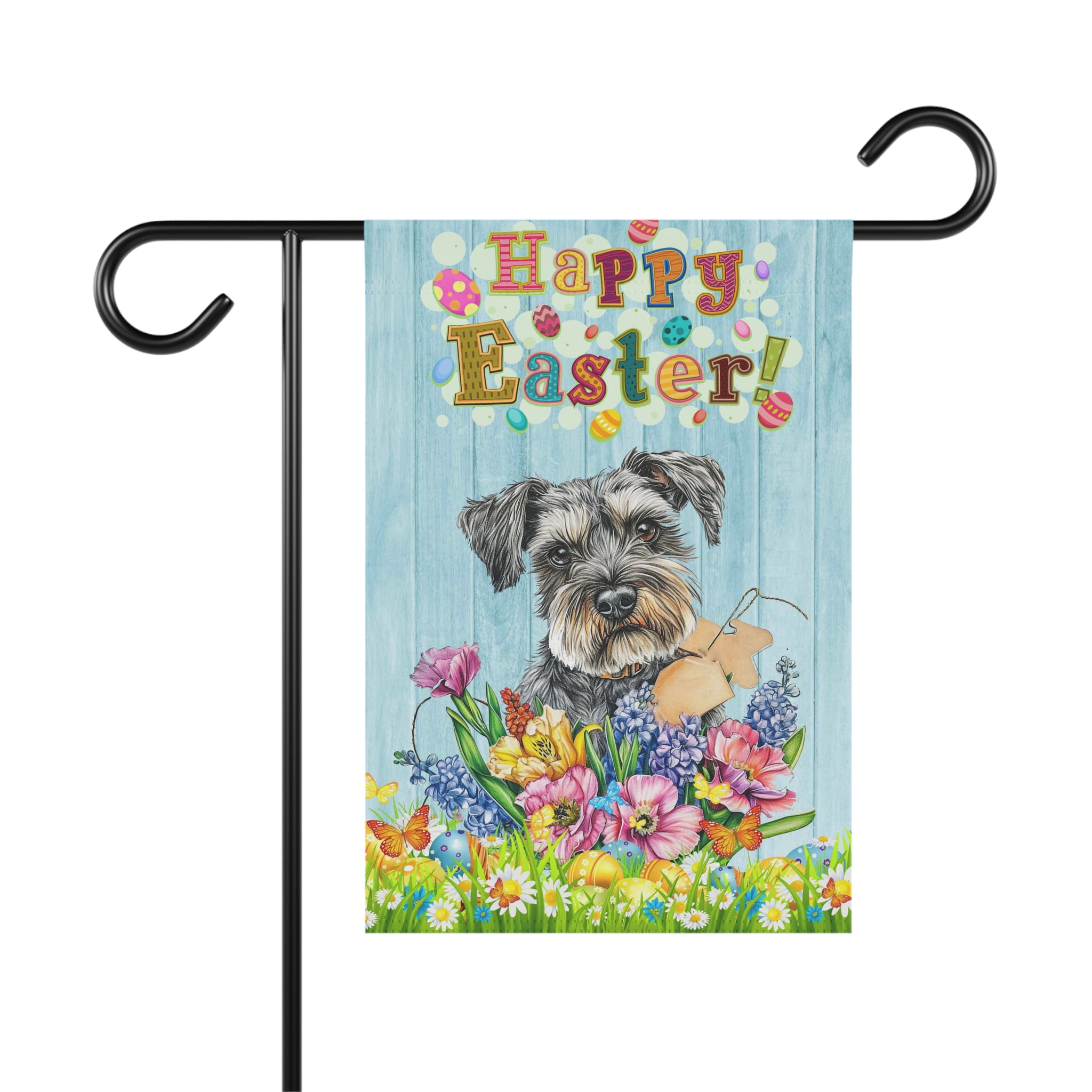 Schnauzer Dog Happy Easter Flag, Schnauzer Dog Rabbit Flag ID-0220-CW9B ...