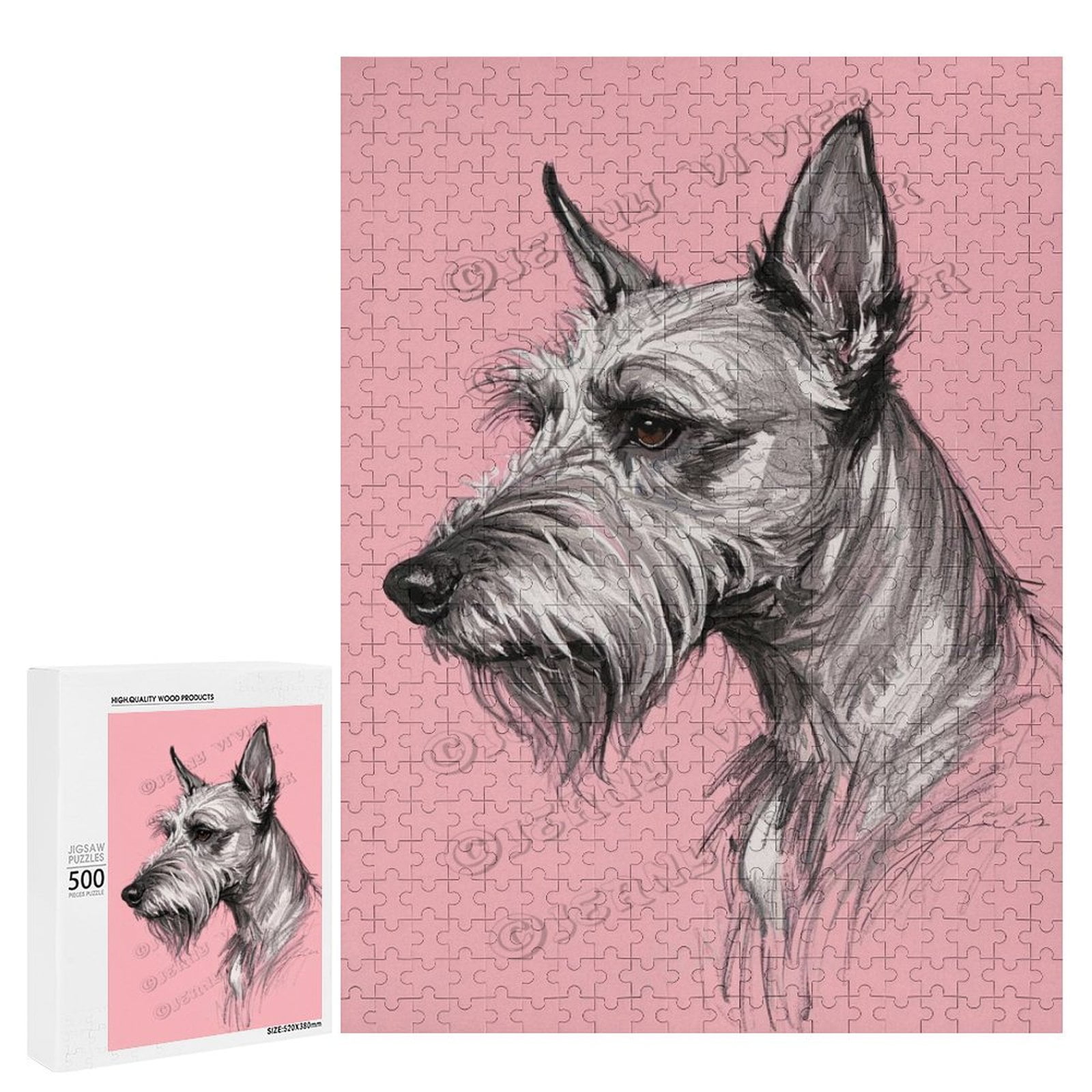 Schnauzer Dog Portrait 500 Piece Jigsaw Puzzle | Gift for Dog Lovers ...