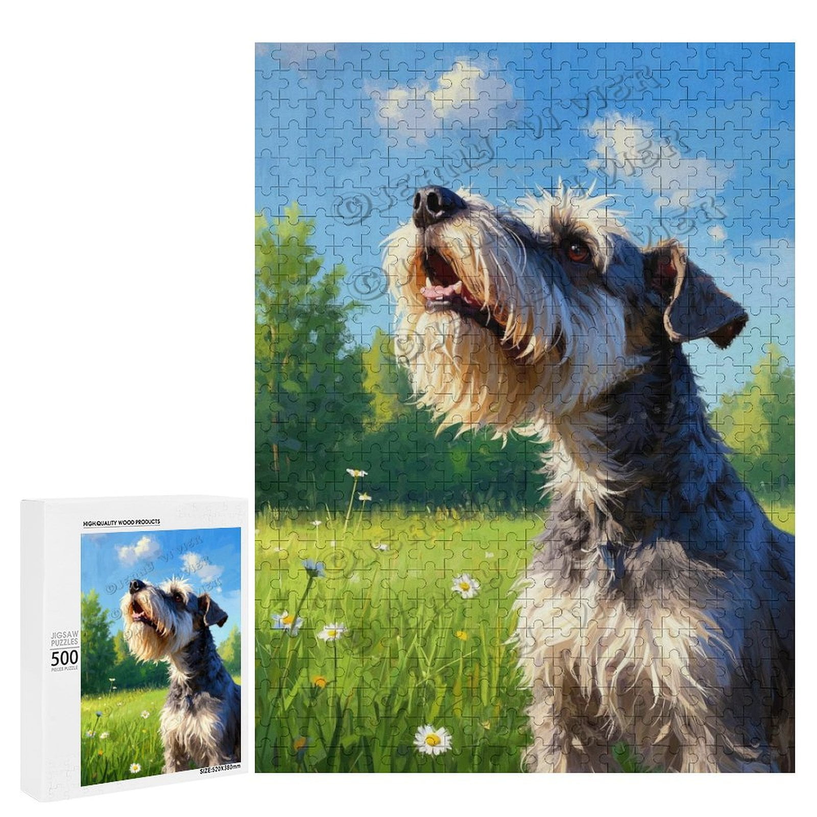 Schnauzer Dog Themed Wooden Puzzle 500 Pieces, Jigsaw for Adults ...