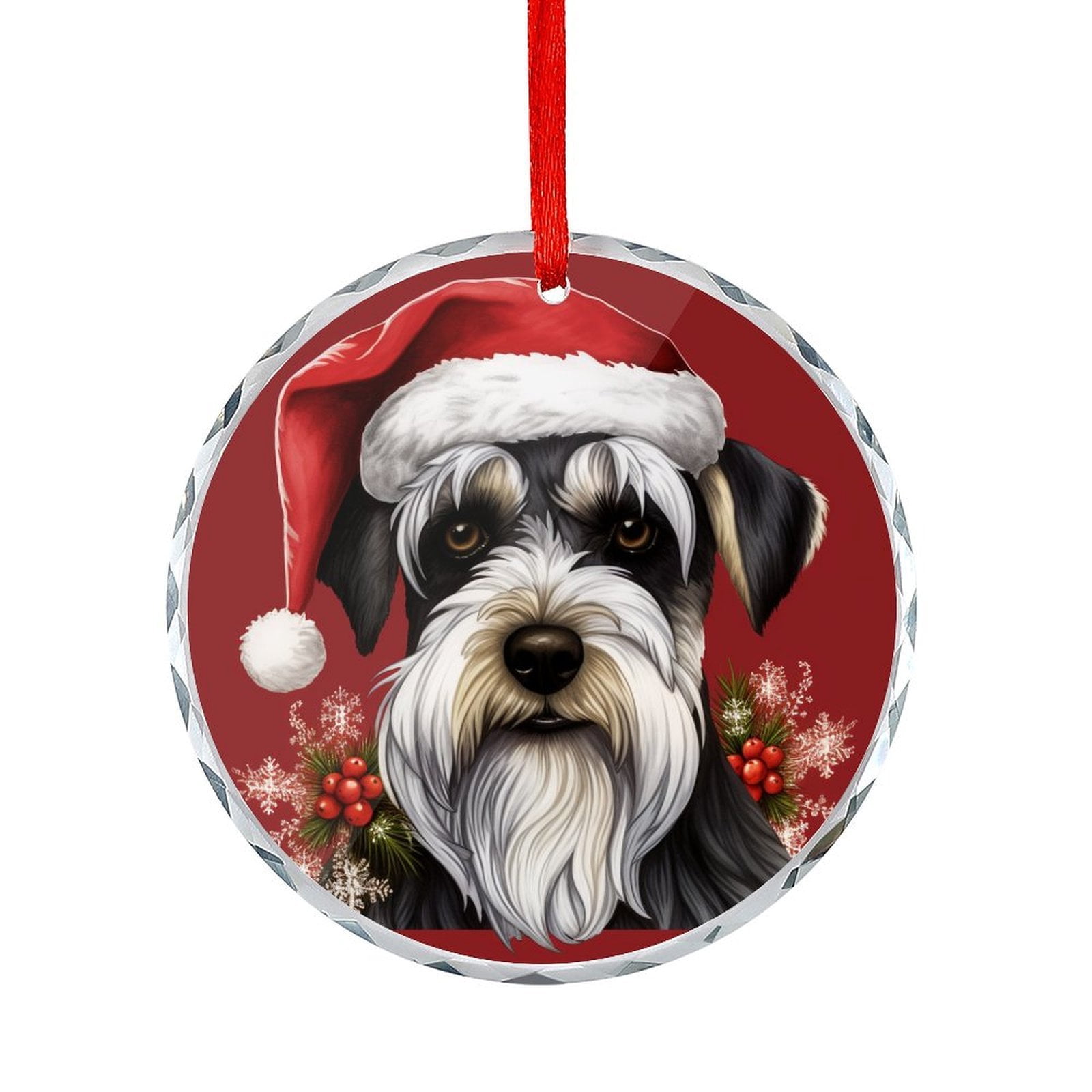 Schnauzer Dog Wear Santa Hat Christmas Ornament Best Dog Round Ornament ...