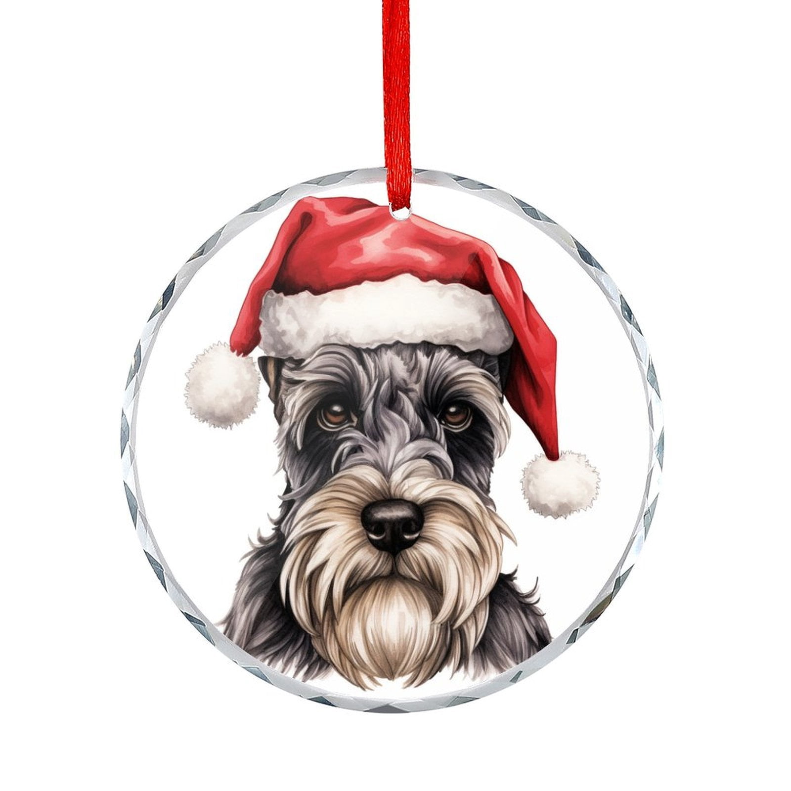 Schnauzer Dog Wear Santa Hat Christmas Ornament for Home Office Xmas ...