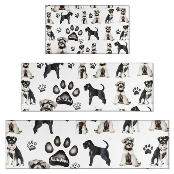 Schnauzer Dogs Kitchen Rugs Sets Of 3,Kitchen Runner Rugs Non Skid ...