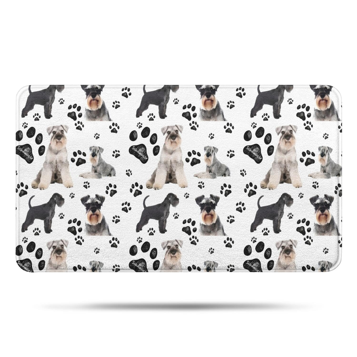 Schnauzer Dogs with Paw Bathroom Rugs Mat,Non Slip Microfiber Bathroom ...