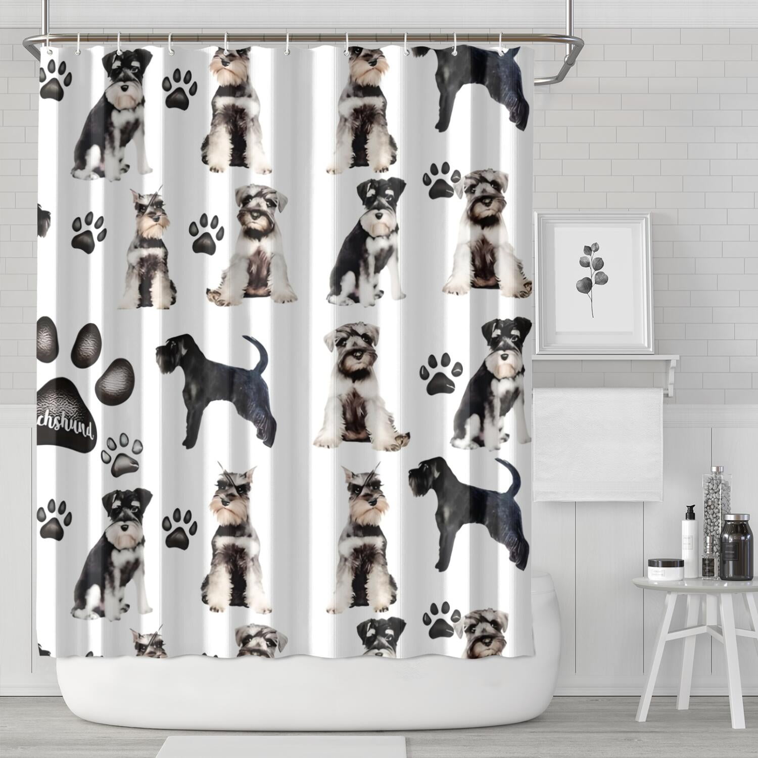 Schnauzer Dogs Shower Curtain 84"x72" ,Bathroom Decorative Shower ...