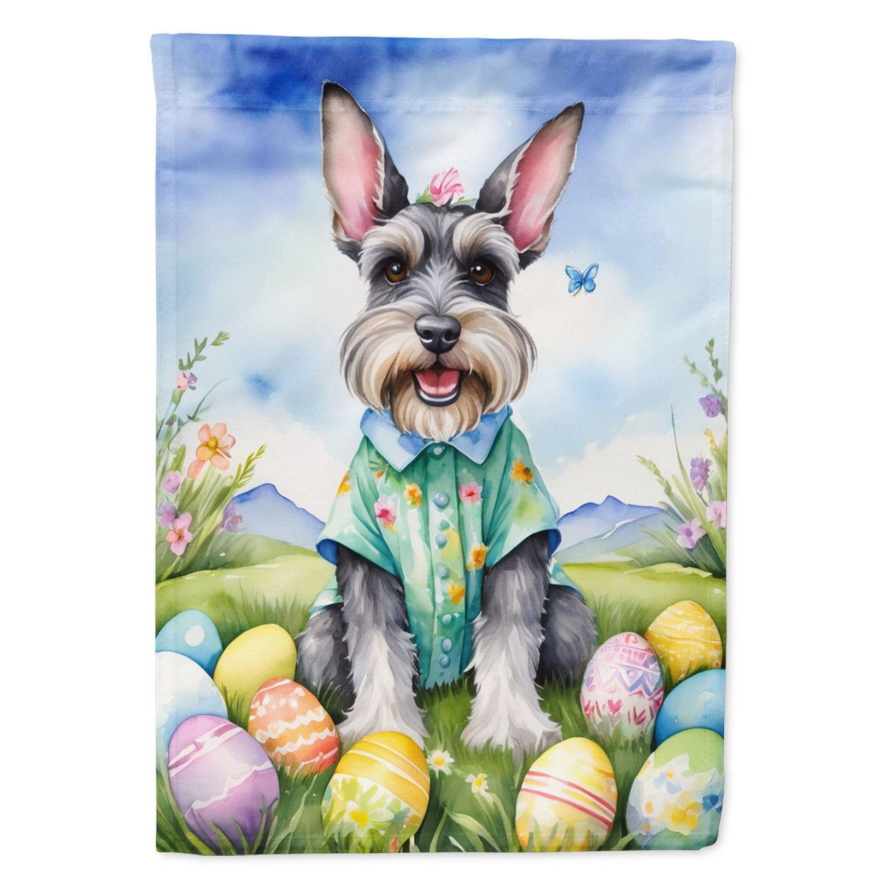 Schnauzer Easter Egg Hunt House Flag 28 in x 40 in - Walmart.com
