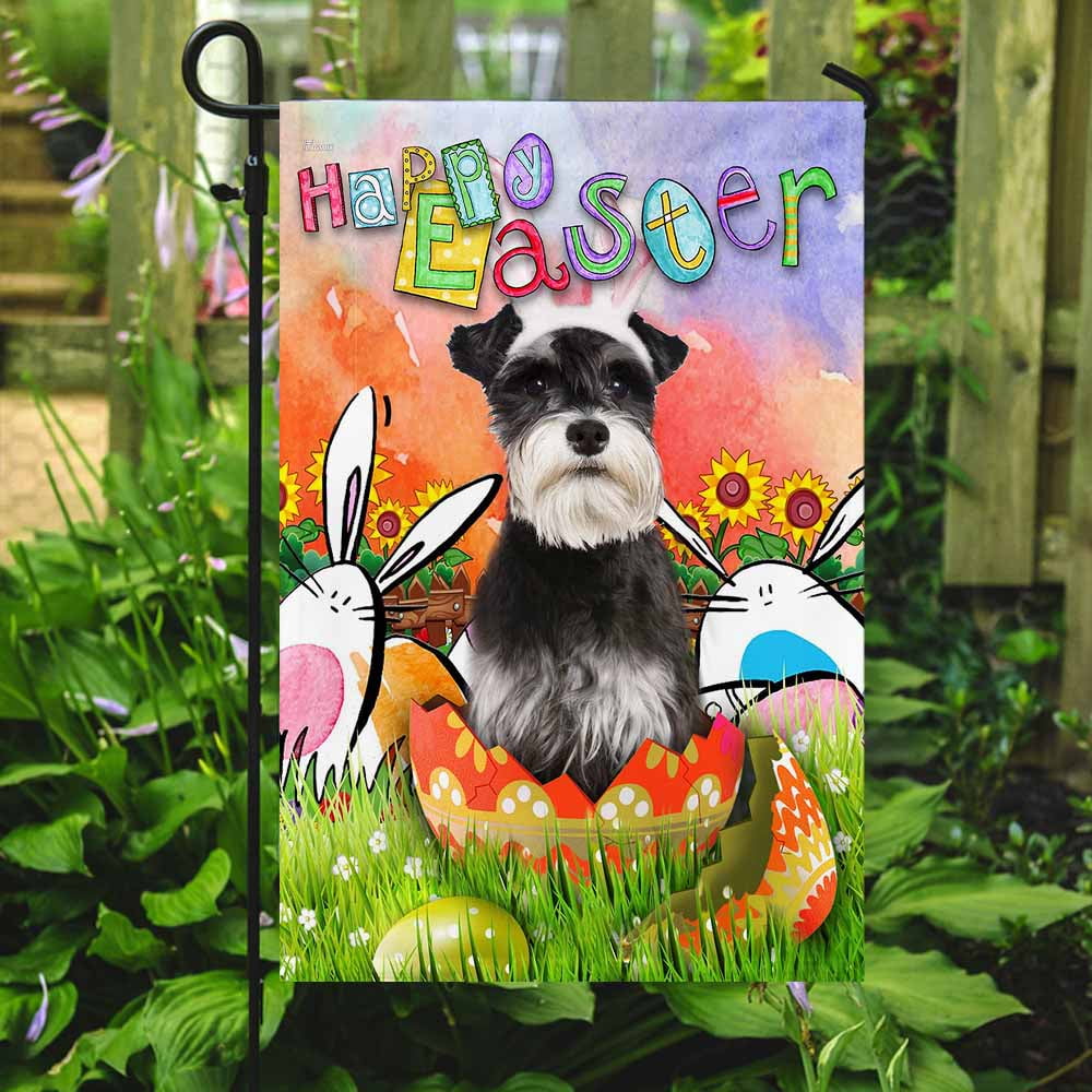 Schnauzer. Happy Easter Flag, Outdoor Easter Decoration - Garden Flag ...