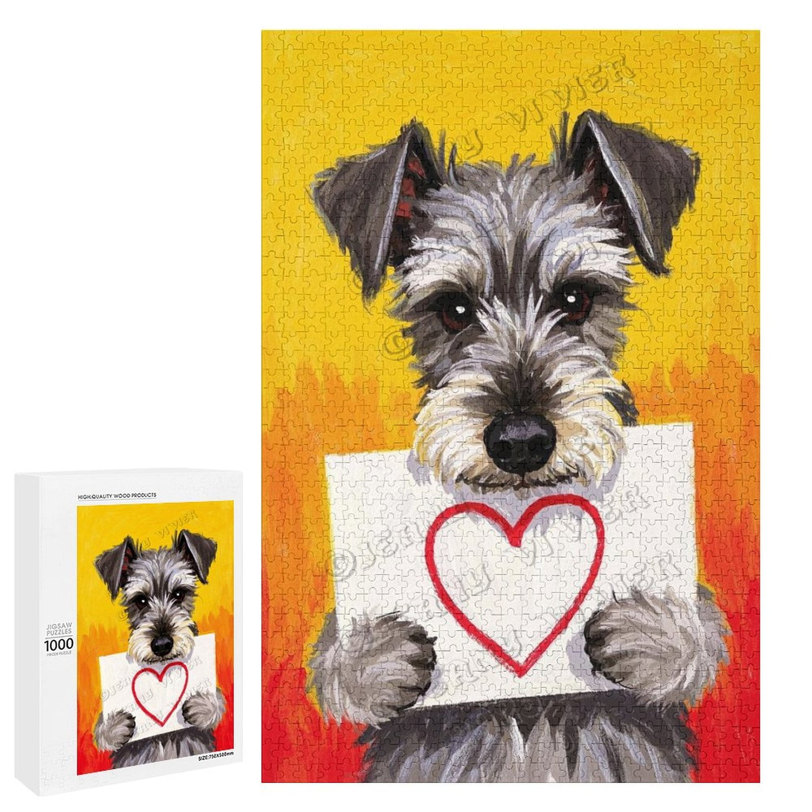 Schnauzer With Heart Love 1000 Piece Wooden Puzzle for Adults ...