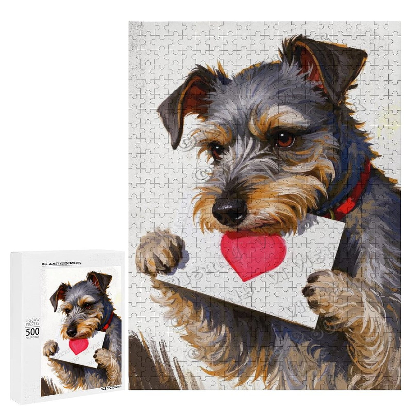 Schnauzer With Heart Love 500 Piece Wooden Jigsaw Puzzle for Adults ...
