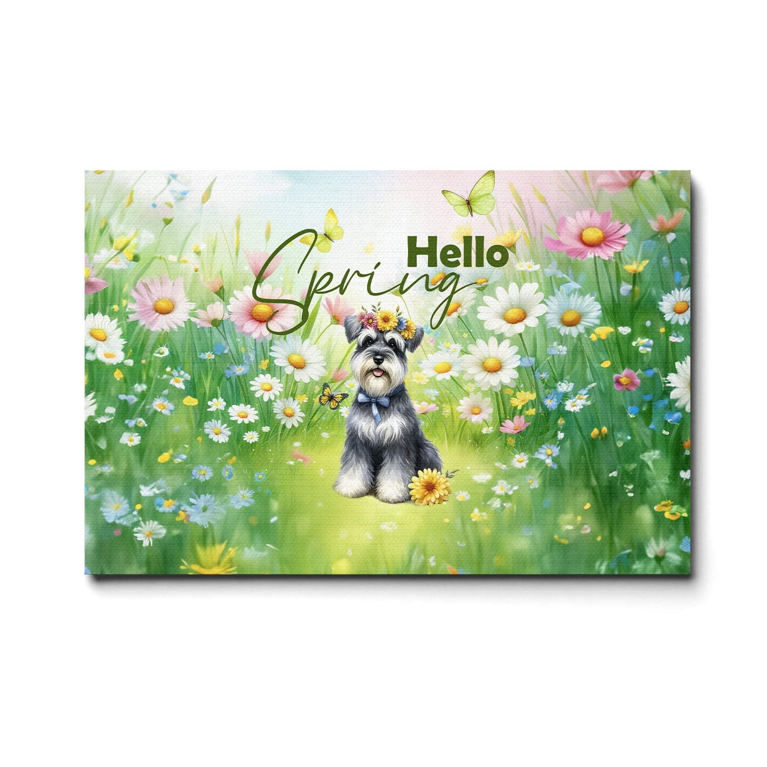 Schnauzer Hello Spring Time Flower Floral Nature Horizontal Matte ...