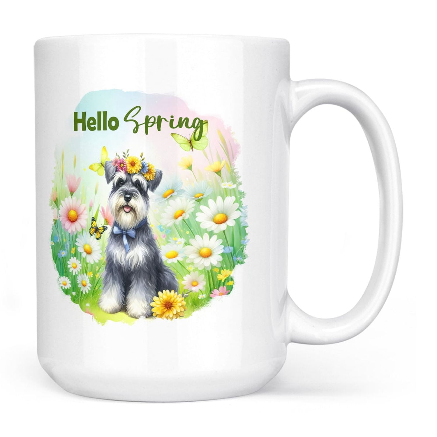 Schnauzer Hello Spring Time Flower Floral Nature Mug Miniature ...