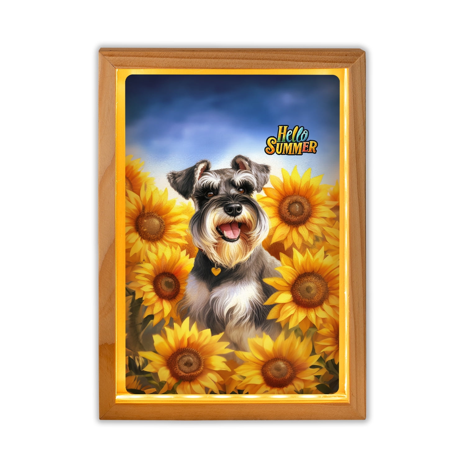 Schnauzer Hello Summer Sunshine Sunflowers Spring Retro Vintage Acrylic ...