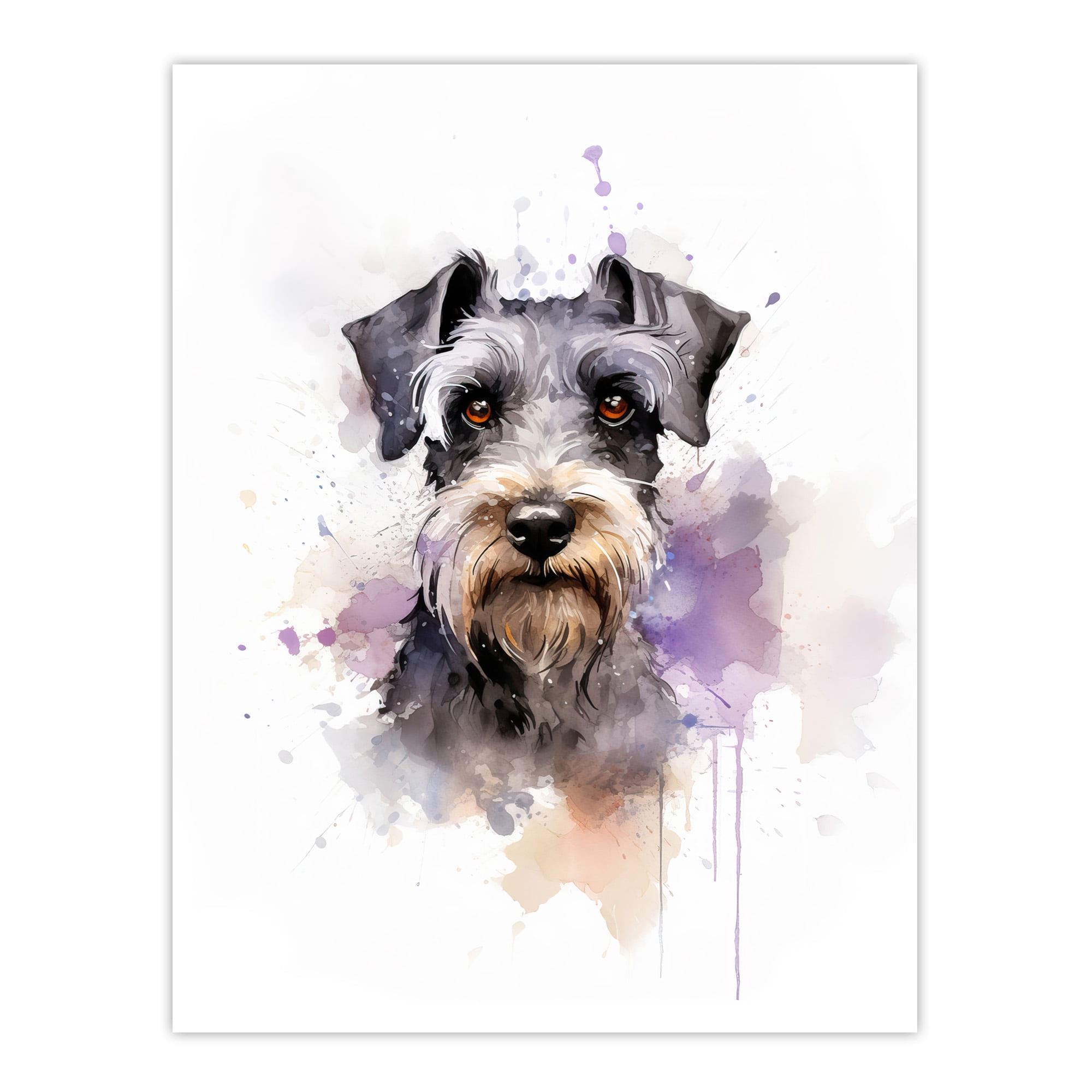 Schnauzer Lovers Gift Watercolour Pet Portrait Painting Artwork ...