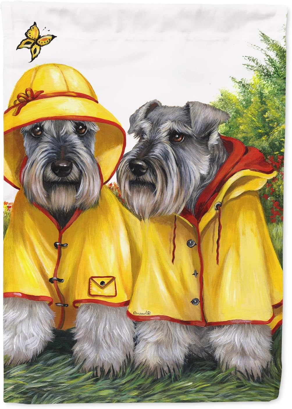 Schnauzer Rain Gear House Flag Large Porch Sleeve Pole Decorative ...