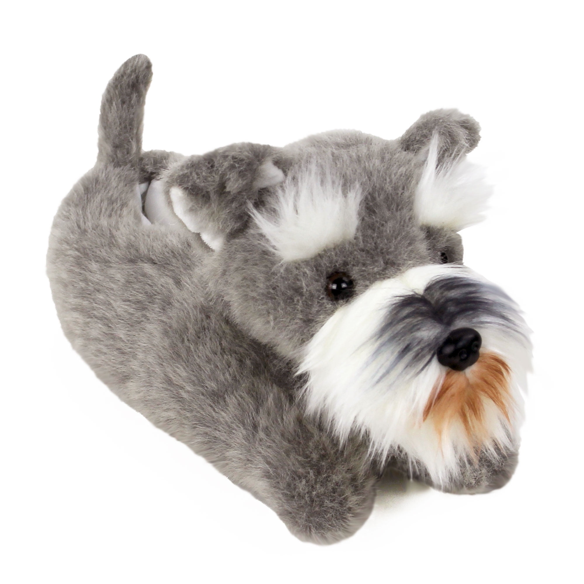 Schnauzer Slippers - Plush Gray Dog Slippers - Adult Unisex / One Size ...