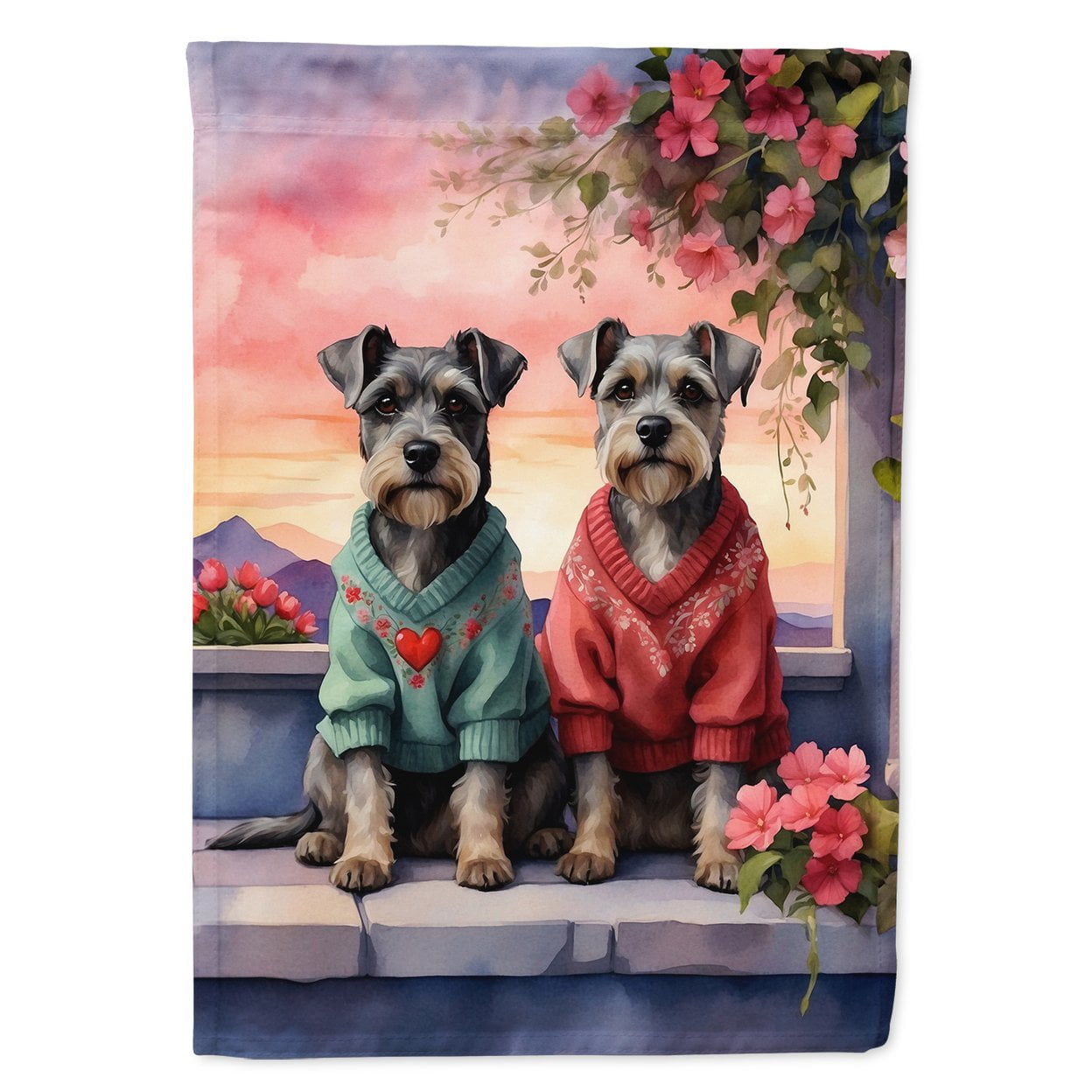 Schnauzer Two Hearts House Flag - Walmart.com