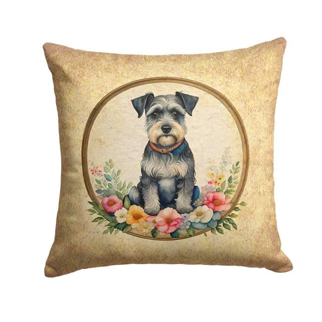 Schnauzer and Flowers Fabric Decorative Pillow 18 in x 18 in - Walmart.com